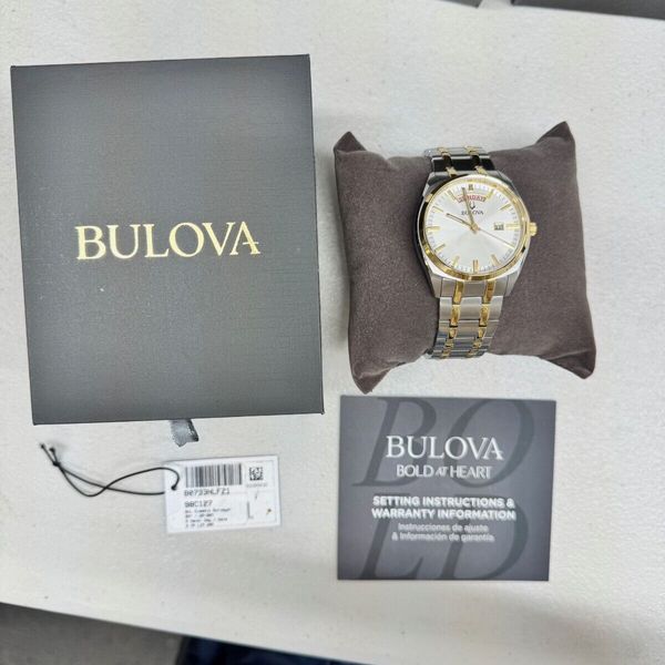 Bulova Men's Quartz Gold Accents Calendar Bracelet Watch 39mm 98C127 ...