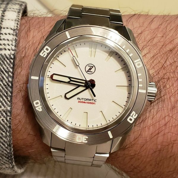 Zelos Swordfish - 42mm in Stainless Steel White "Frost" Dial (Fully ...