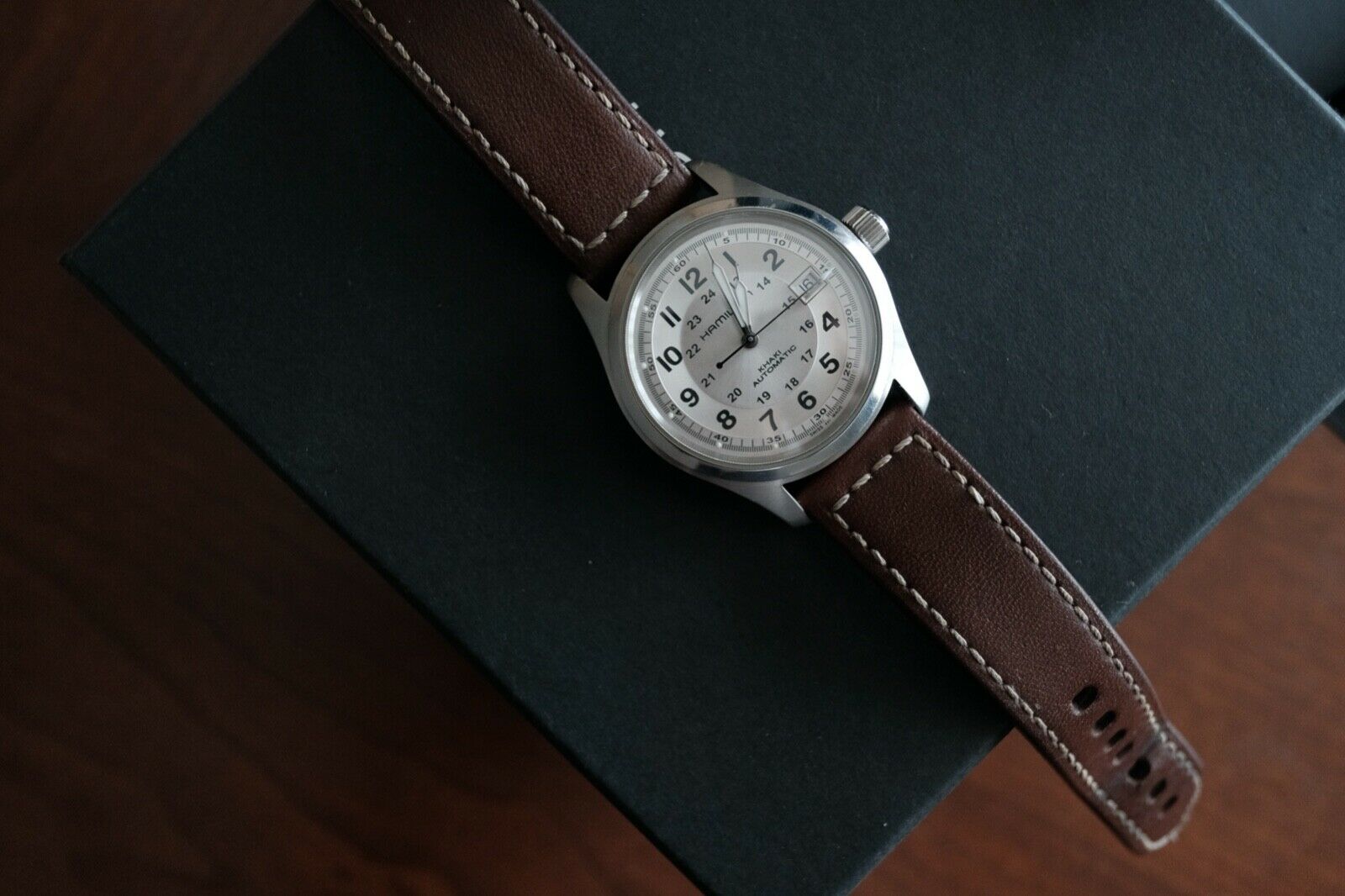 Hamilton Khaki Field Automatic Men's Watch H70455553 Silver Pre-owned ...