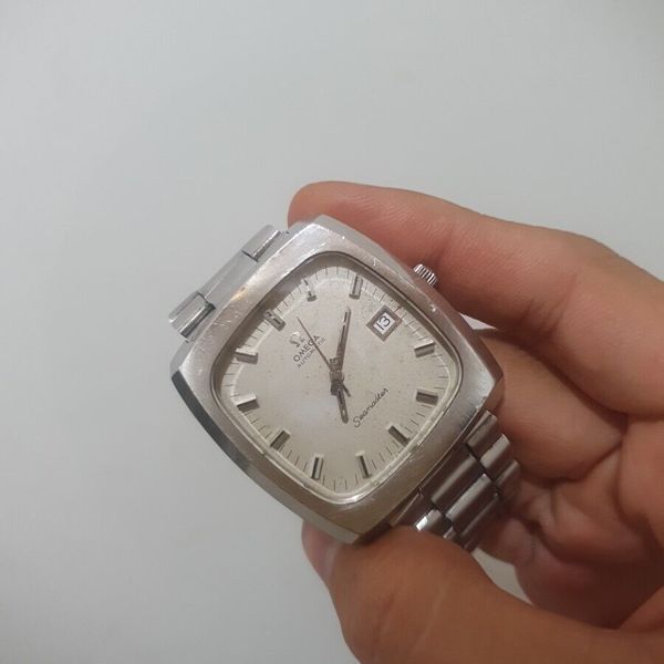 RARE Omega Seamaster Automatic Silver Square Swiss Men's Vintage Watch ...