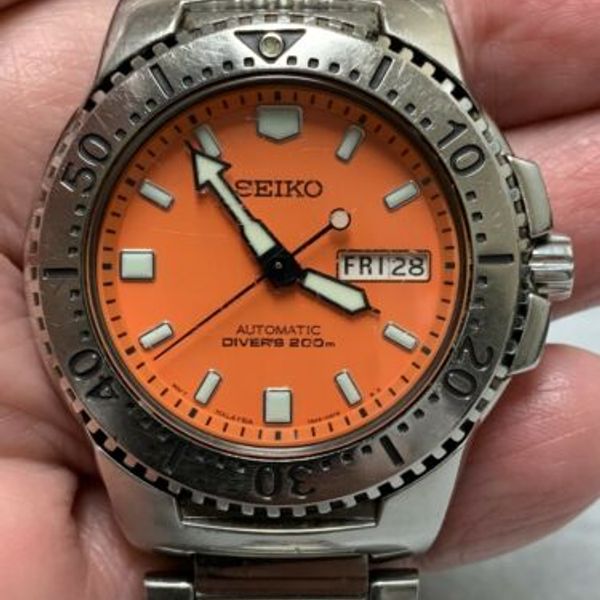 SEIKO DIVER MENS 7S26-01X0 200M DAY/DATE 21J ORANGE KNIGHT AUTOMATIC ...
