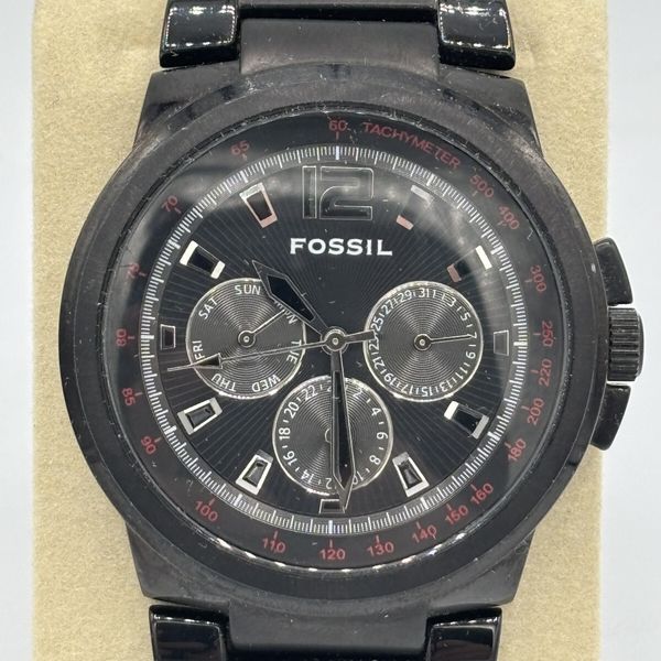 Fossil FS-4123 Arkitekt Black Dial/Band Mens Chronograph Watch Needs ...