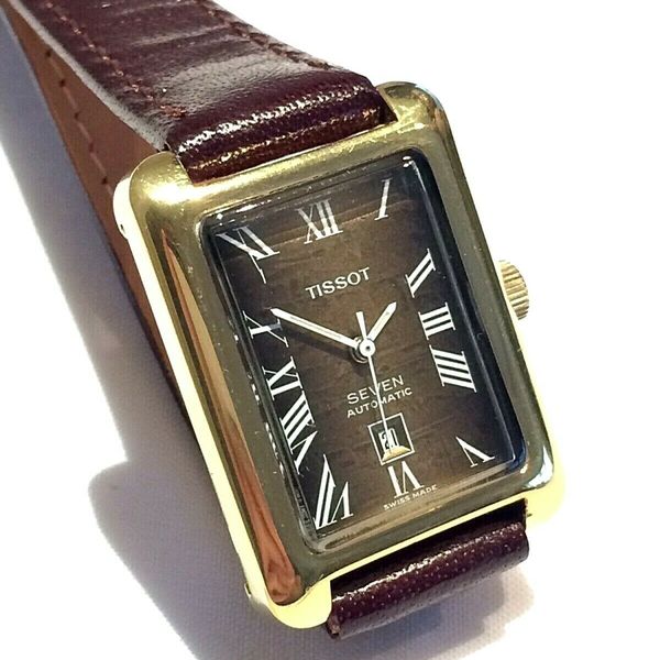 Rare Gents Vintage Swiss TISSOT SEVEN Automatic Gold Plated Tank Watch ...