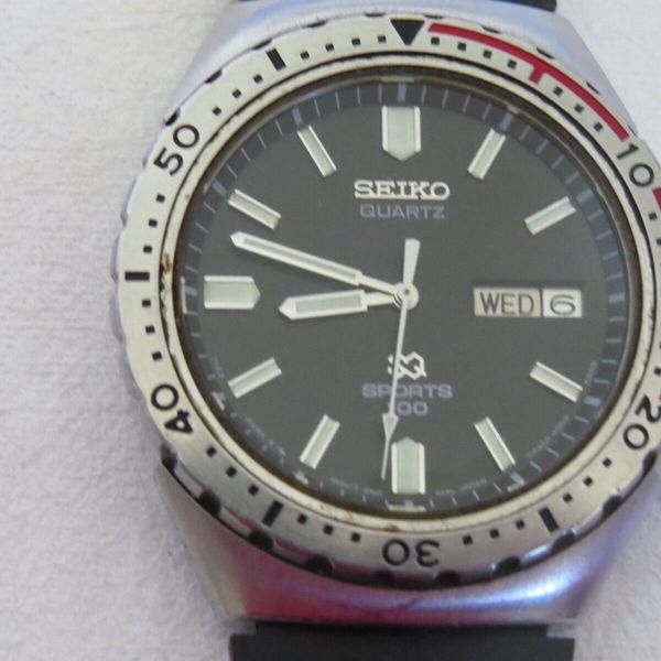 Fine Seiko Quartz Sports 100 7123-8219 Stainless Steel Watch ...