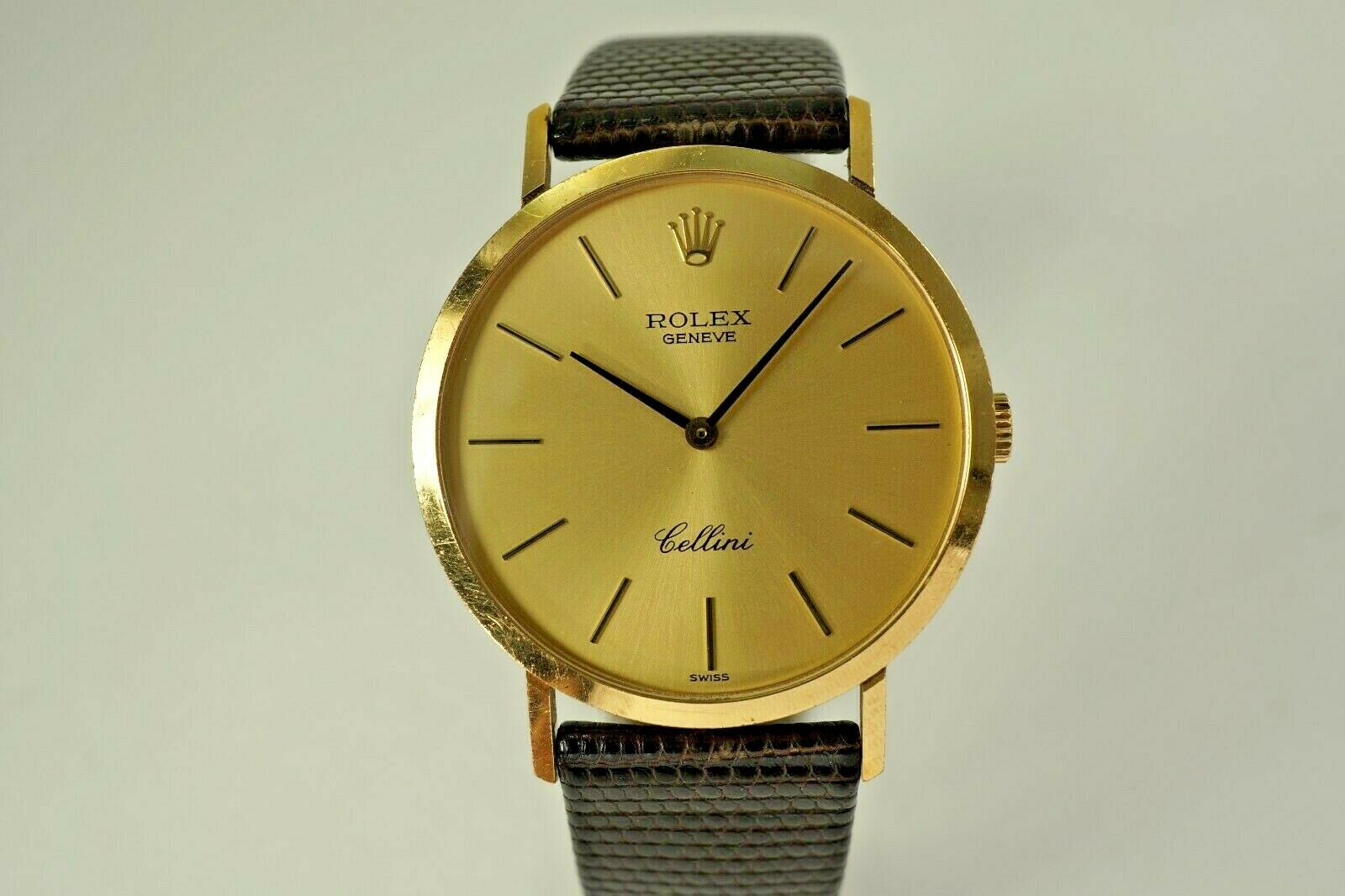ROLEX 4112 CELLINI 18K YELLOW GOLD 32mm, CHAMPAGNE DIAL ORIGINAL DATES ...