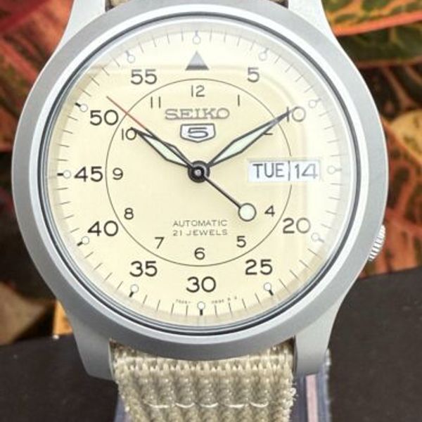 Seiko 5 SNK803 SNK803K2 Automatic 21J Beige Day Date Automatic Watch ...