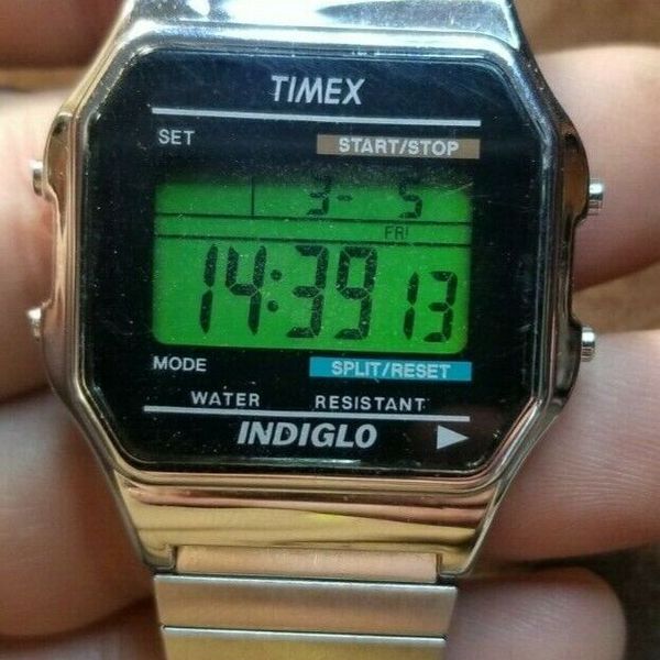 Timex Classic Indigo LCD watch in Chrome - Works Perfectly! | WatchCharts