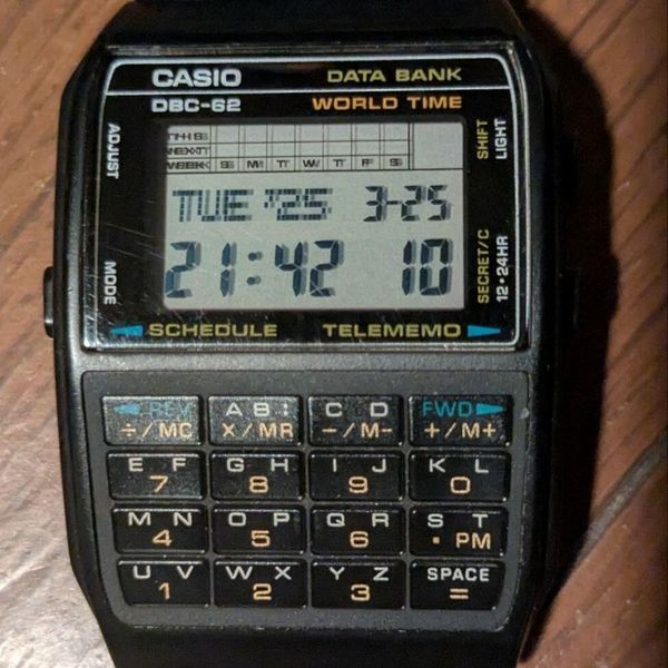 Vintage Casio DBC-62 Digital Calculator World Time Data Bank Japan Men ...
