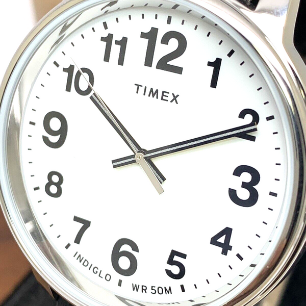 Timex Men's Watch TW2V21200 Quartz Indiglo White Dial Black Leather ...