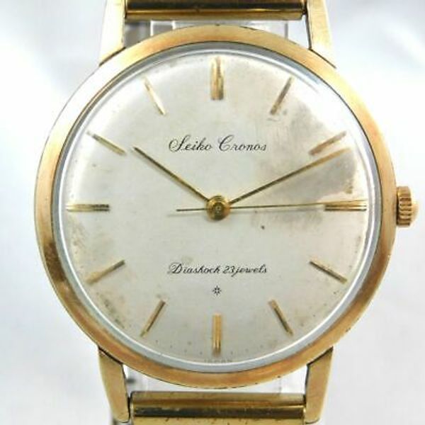 SEIKO CRONOS 14K GOLD FILLED HAND-WINDING 23J MEN'S VINTAGE WATCH JAPAN ...