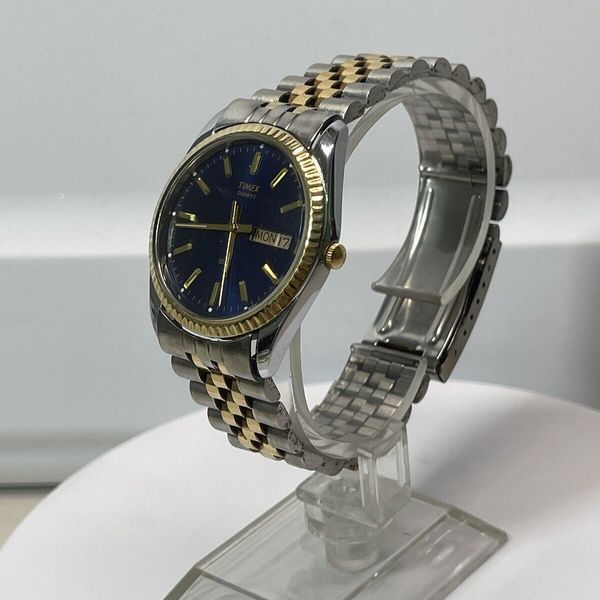 Timex Men Classic Two Tone 34mm Quartz Analog Watch Day Date ...