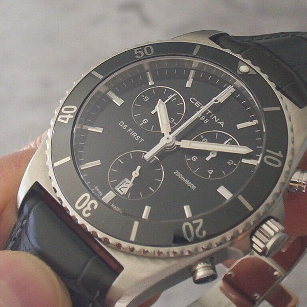 CERTINA DS FIRST CHRONOGRAPH, CERAMIC BEZEL, BLACK DIAL, DATE, NEW WITH ...
