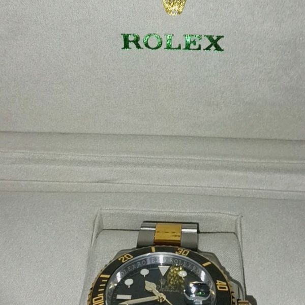 Rolex Submariner 16613 Silver and Gold Oyster Bracelet with Black Bezel ...