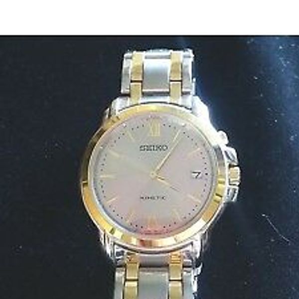 SEIKO MENS KINETIC TWO TONE WATCH SKH640 | WatchCharts