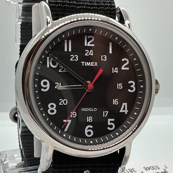 Timex Watch T2N647 Men's Weekender Black Fabric Watch, Indiglo, 38MM Case | WatchCharts Marketplace