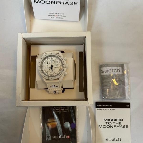 Swatch Omega Moonswatch Mission To The Moonphase White Snoopy Full Moon ...