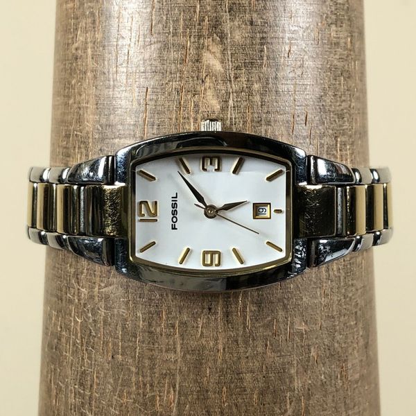 Fossil F2 Women ES-1112 Dress 22mm Tonneau Two Tone Quartz Analog Watch ...