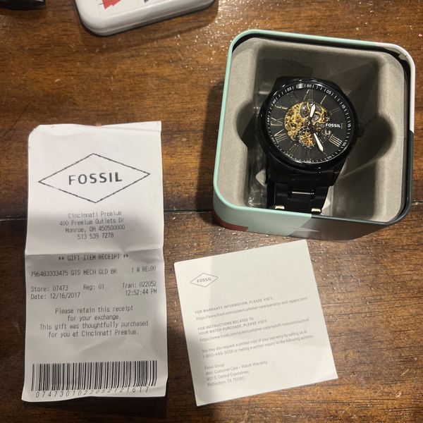 Fossil skeleton Automatic men's water-resist & Analog used black watch ...