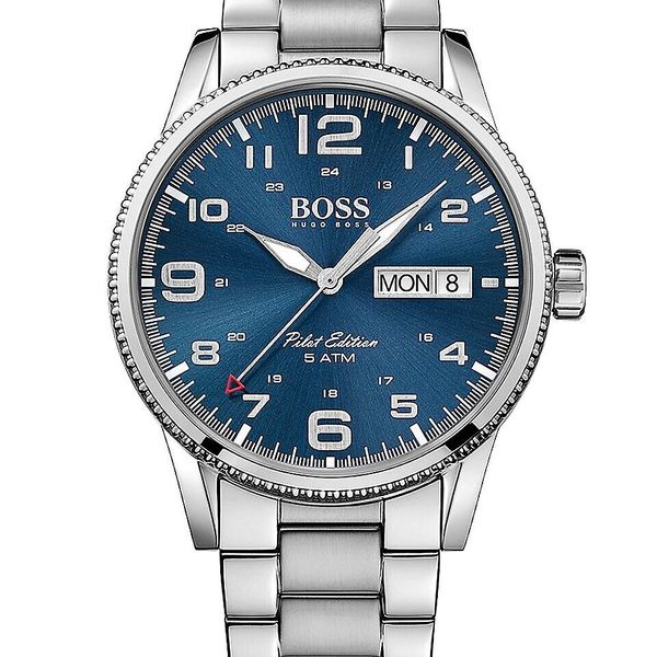 New Hugo Boss Pilot Vintage Stainless Steel Blue Dial Men's Watch ...