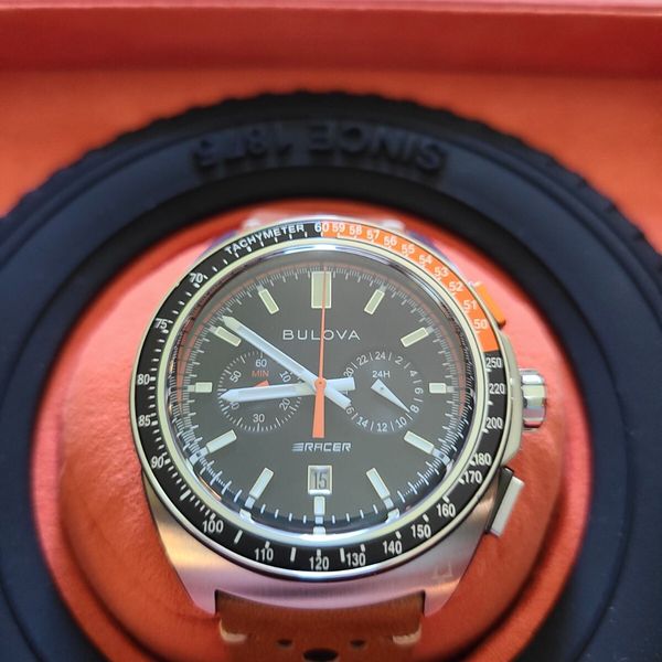 Bulova Racer Black Dial 98B427 Sapphire Crystal Chronograph Men's Watch ...