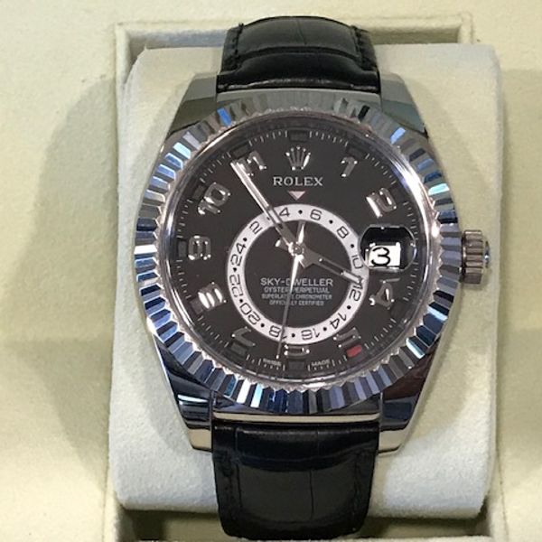 FS: Rolex 326139 SKYDWELLER, 18K WHITE Gold on Black Strap | WatchCharts