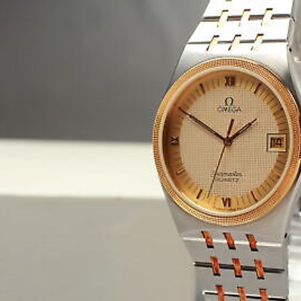 [N.MINT ] New battery! Omega Seamaster Cal.1432 Quartz Date Lattice ...