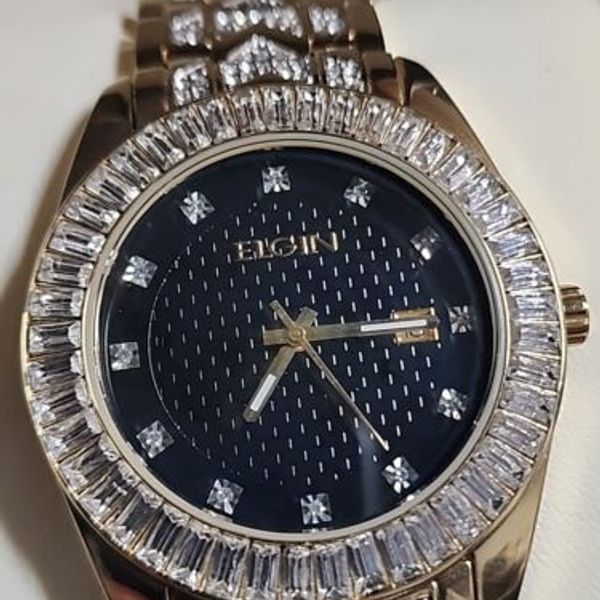 Mens Elgin FG1509 Gold Stainless Steel Date Watch - New Battery (27A ...