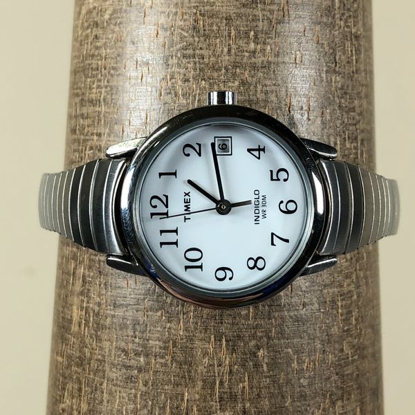 Timex Women T2H371 Easy Reader Silver Expansion Band 25mm Quartz Analog ...