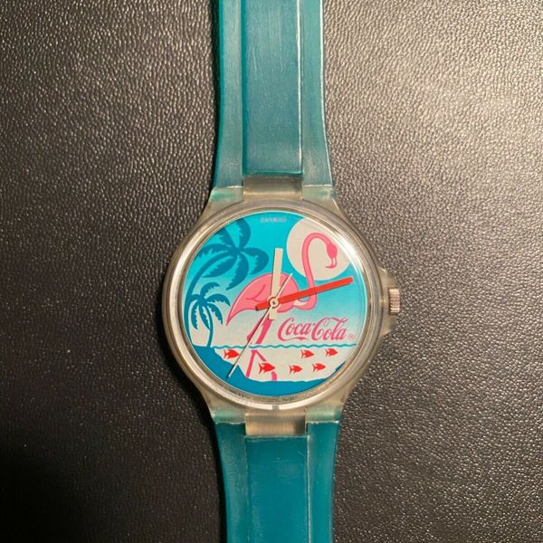 Swatch Watch Coca Cola Flamingo 1986 Swiss ETA Water Resistant Vintage ...