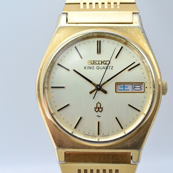 Vintage 1980 Seiko King Quartz 5856-8030 Gold KQbracelet Kanji/ENG ...