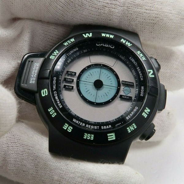 Vintage CASIO CPW-100 DIGITAL COMPASS WATCH FOR PARTS OR REPAIR ...