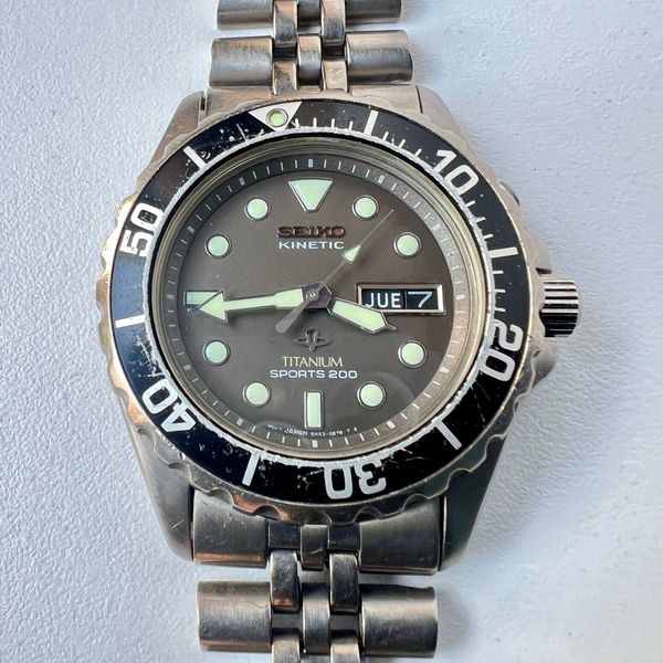 SEIKO 5m43-0B30 Automatic Watch Vintage Mens Kinetic Titanium Sports ...