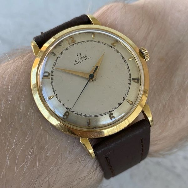 1954 Omega 18ct Yellow Gold Bumper Oversized Cal.354 Automatic Arabic ...