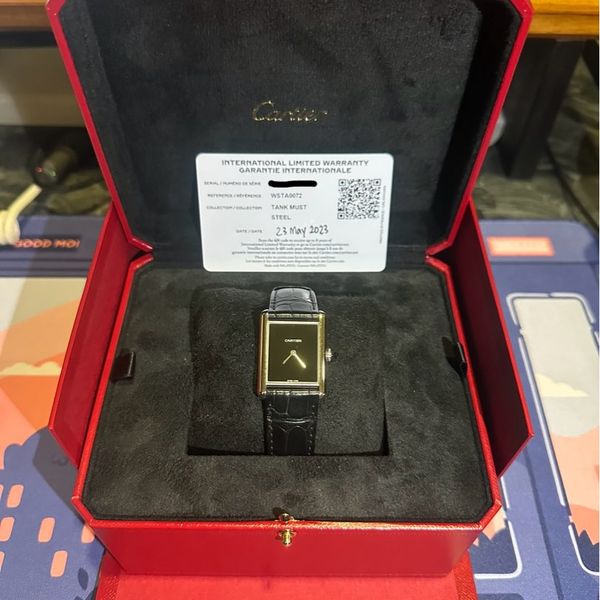 *FULL SET* Cartier Tank Must Black Steel Large WSTA0072 | WatchCharts ...