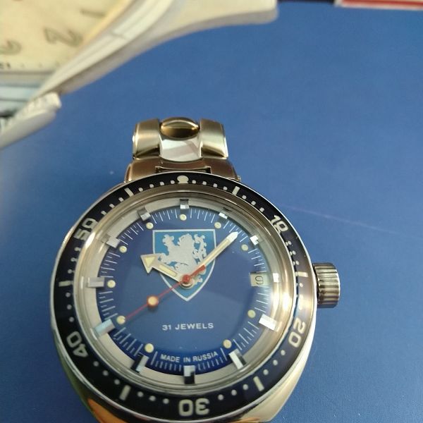 FS Vostok Neptune with custom blue dial with Slavic Lion crest ...