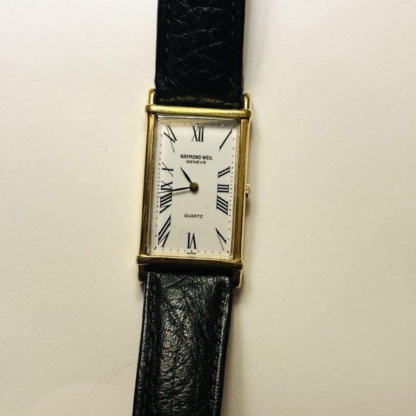 Raymond Weil Men's Tank Watch Geneva - Roman Numerals Gold Case ...