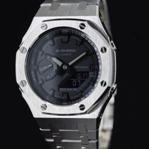 Silver Custom Casio G-Shock GA2100 Mod Watch Casioak Ship from USA ...