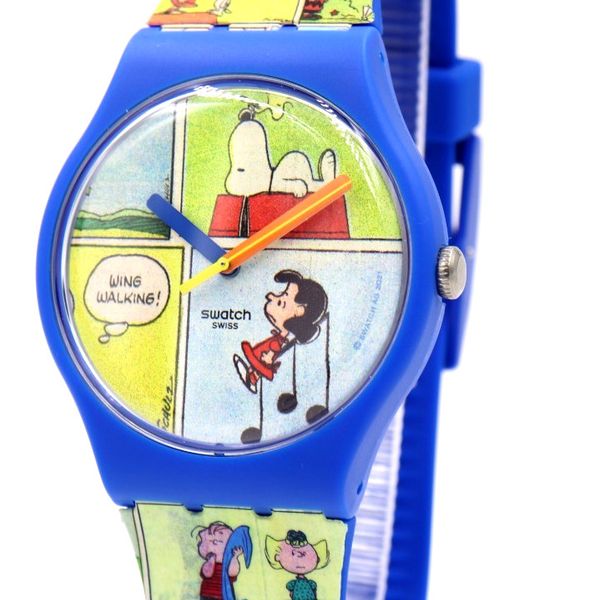 New Swiss Swatch X Peanuts SMAK! Blue Multicolor Silicone Watch 40mm ...