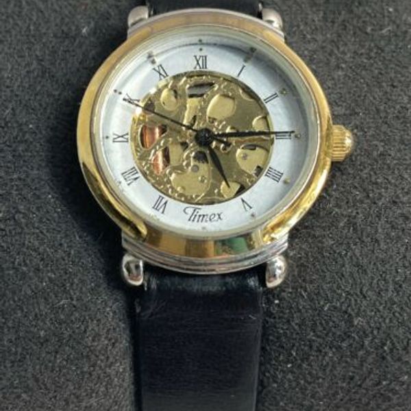 Vintage Timex Ladies Skeleton Watch Classic Unique Skeleton Face Black ...