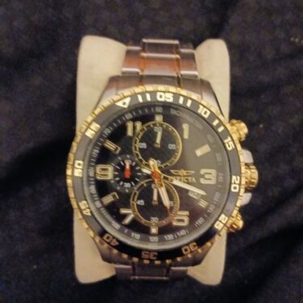 Invicta Men's Watch Specialty Chronograph Blue Dial Gold Steel Bracelet ...