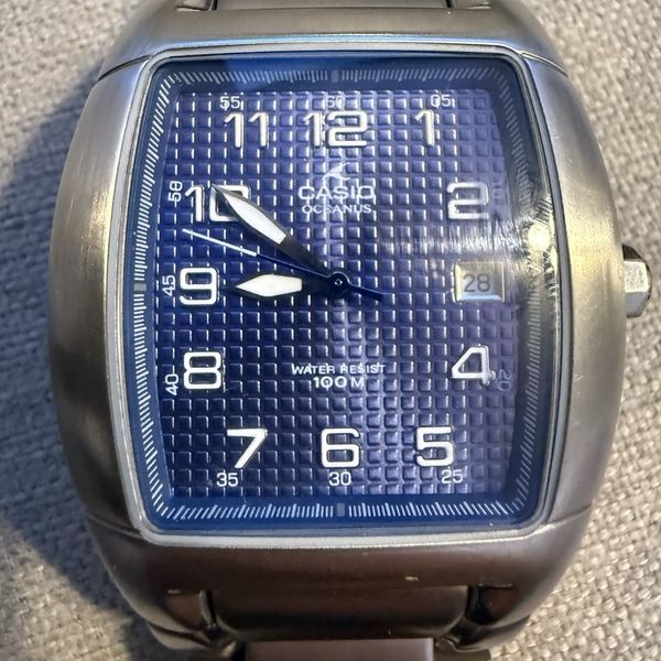 Casio Oceanus Blue Dial Tonneau Case Menâ s Quartz Watch OC-104 ...