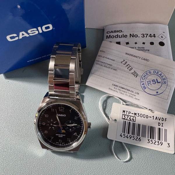 Casio Standard Analog Moon Phase Black Dial Quartz MTP-M300D-1A | WatchCharts Marketplace