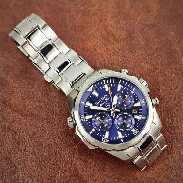 Bulova Marine Star |96B256| Quartz Stainless Steel Blue Dial Men's ...