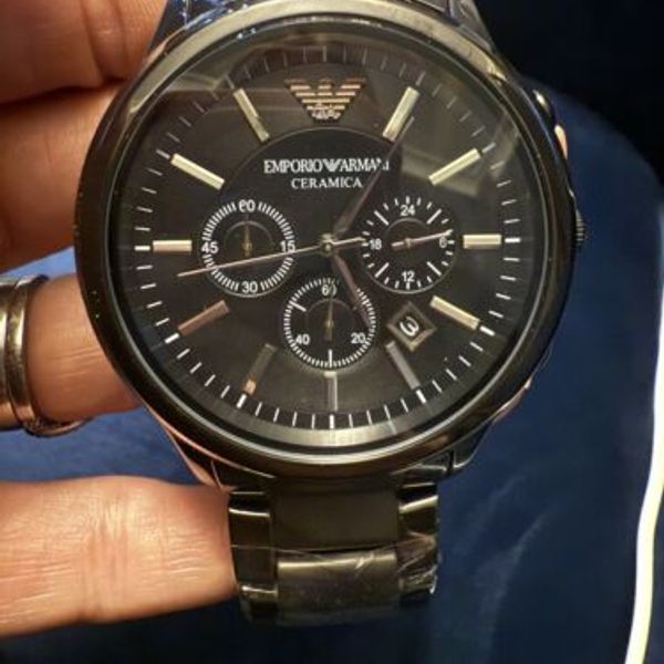 Emporio Armani Ceramica AR1451 Black Chronograph Wrist Watch for Men ...