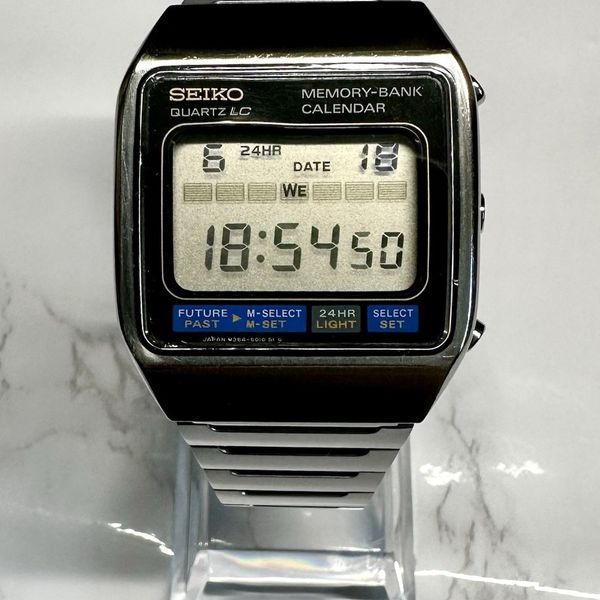 Vintage Seiko M354-5019 Memory Bank Calendar LCD Watch James Bond-Nice ...