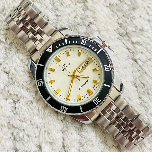 Vintage Hamilton Automatic Cream Dial Swiss Made Date/Day Wrist Men ...