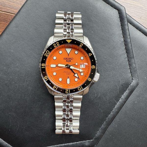 Seiko 5 Sports SSK005 Men's Orange Automatic GMT Watch 4R34-00A0 100M ...