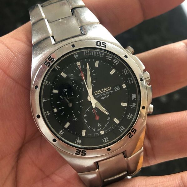 Seiko Chronograph 100m Tachymeter Mens Watch (Model 7T92-OECO) RRP £170 ...