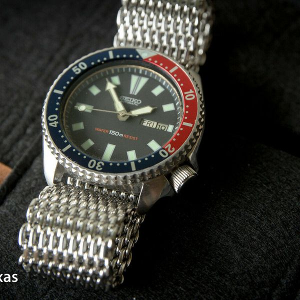 SEIKO 6309 PEPSI SERVICED MECHANICAL WATCH ON SHARK MESH - VINTAGE ...