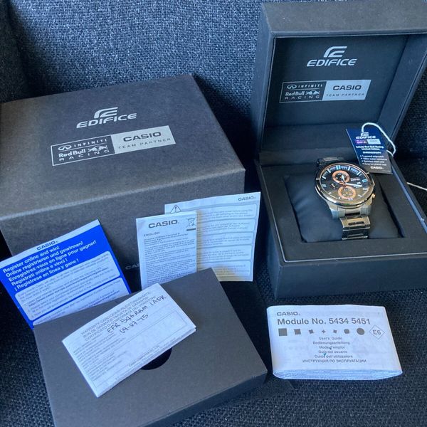 CASIO EDIFICE RED BULL RACING F1 STAINLESS STEEL WATCH EFR-534RBM 5451 ...